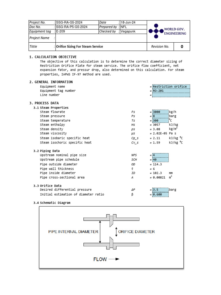 Orifice Sizing For Steam | PDF | Continuum Mechanics | Chemical Engineering