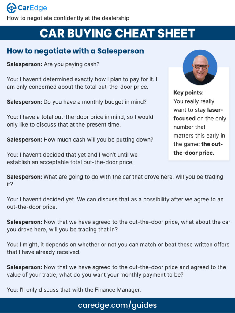 Car Buying Cheat Sheet PDF | PDF | Loans | Credit