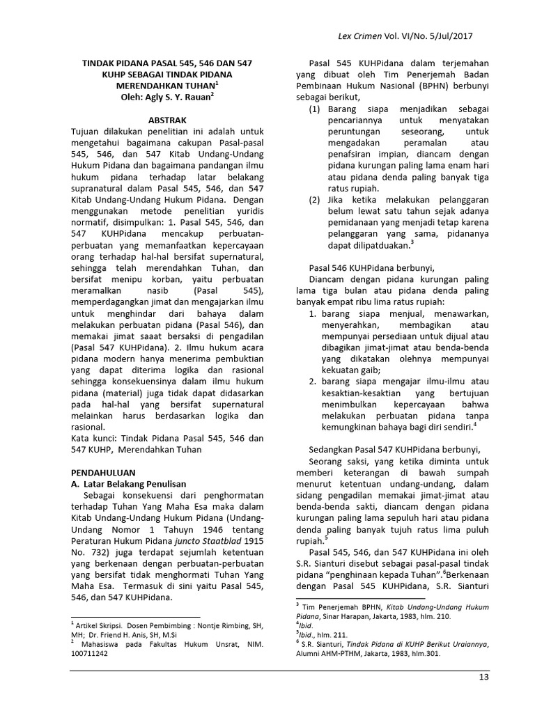 JM lexcrimen,+2.+Agly+S.Y.+Rauan | PDF | Hukum