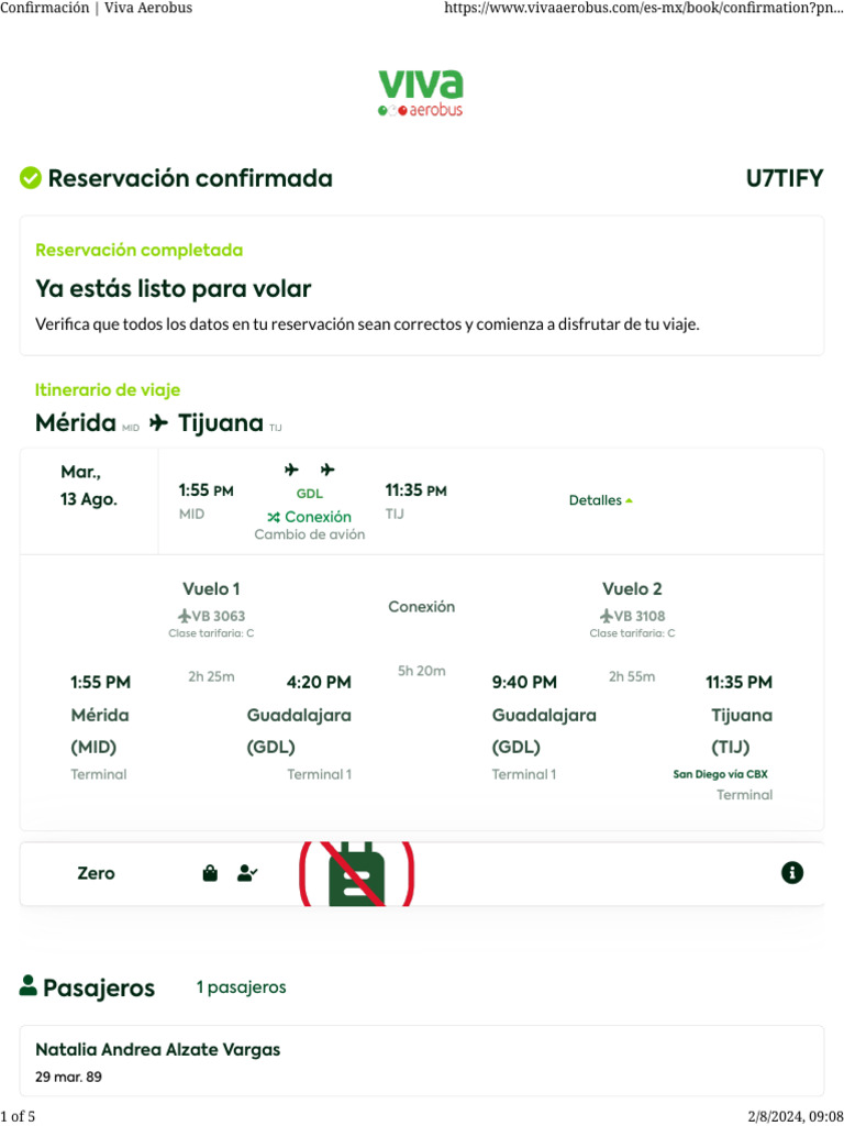 Confirmación - Viva Aerobus | PDF | Aeropuerto | aerolíneas
