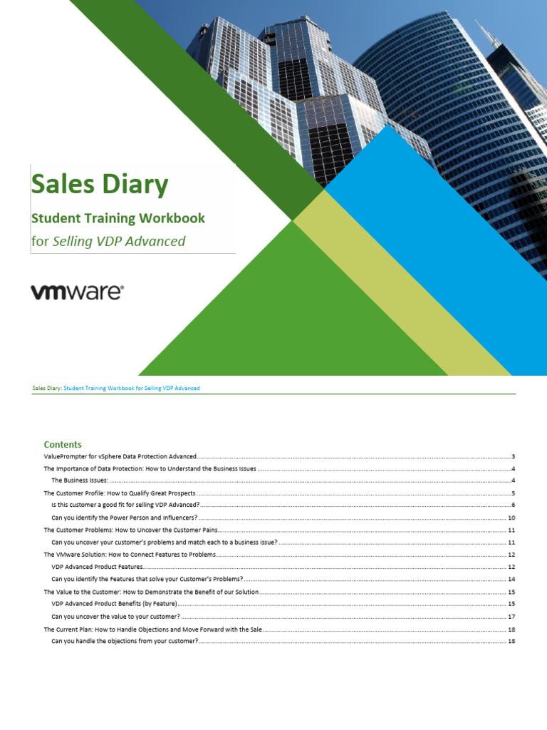 Selling VDP Advanced - The Sales Diary - Student Workbook | PDF | Backup | Virtual Machine