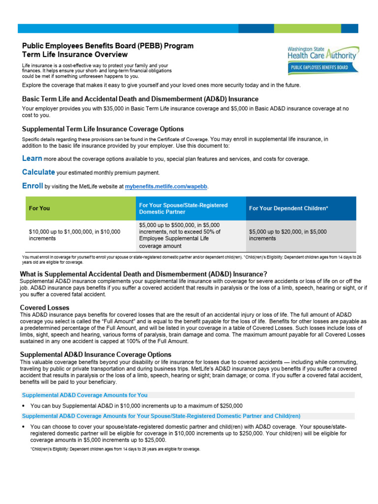 PEBB Life-Plan-Summary Actives | PDF | Life Insurance | Insurance