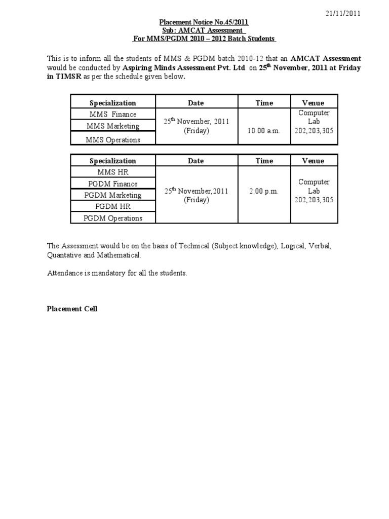 AMCAT Assessment | PDF