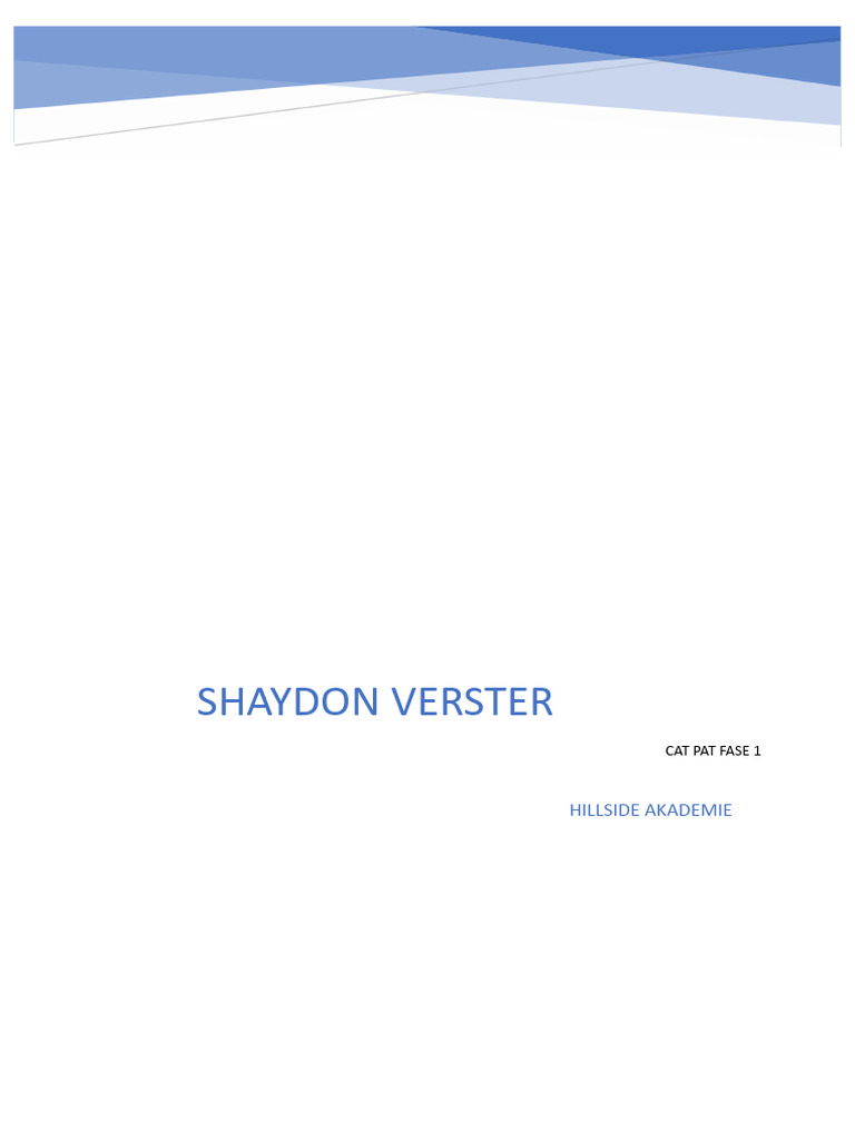 Shaydon Verster CAT PAT | PDF