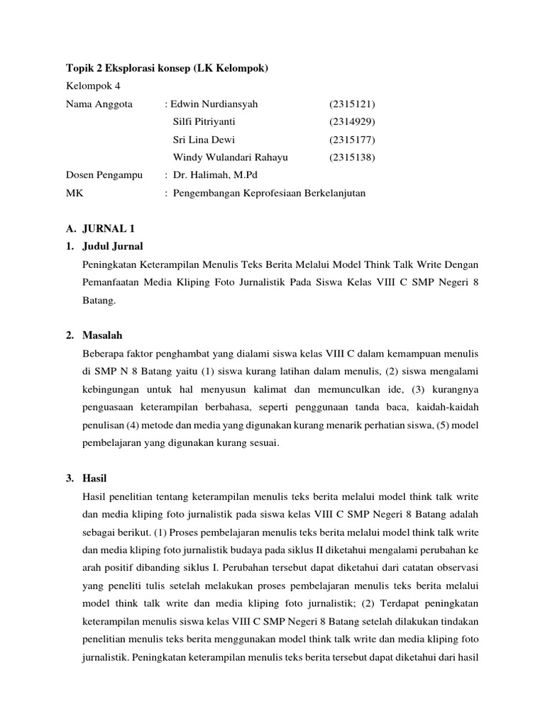 Topik 2 Eksplorasi Konsep (LK Kelompok) | PDF | Karier & Perkembangan