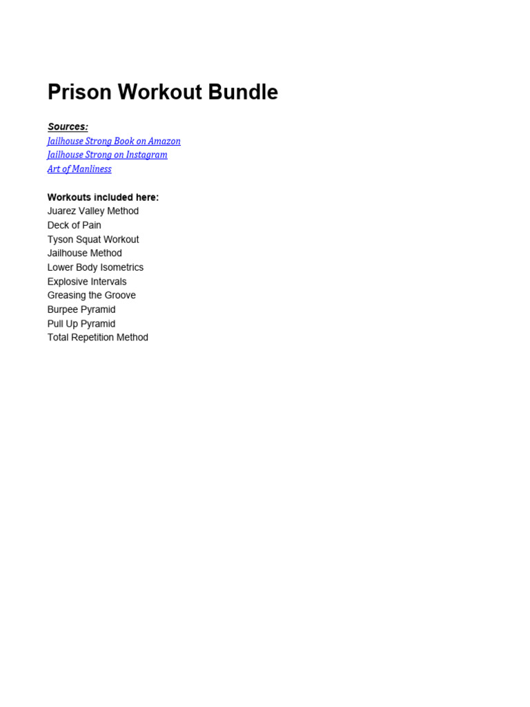 Comprehensive Prison Workout Guide | PDF | Strength Training | Weight ...