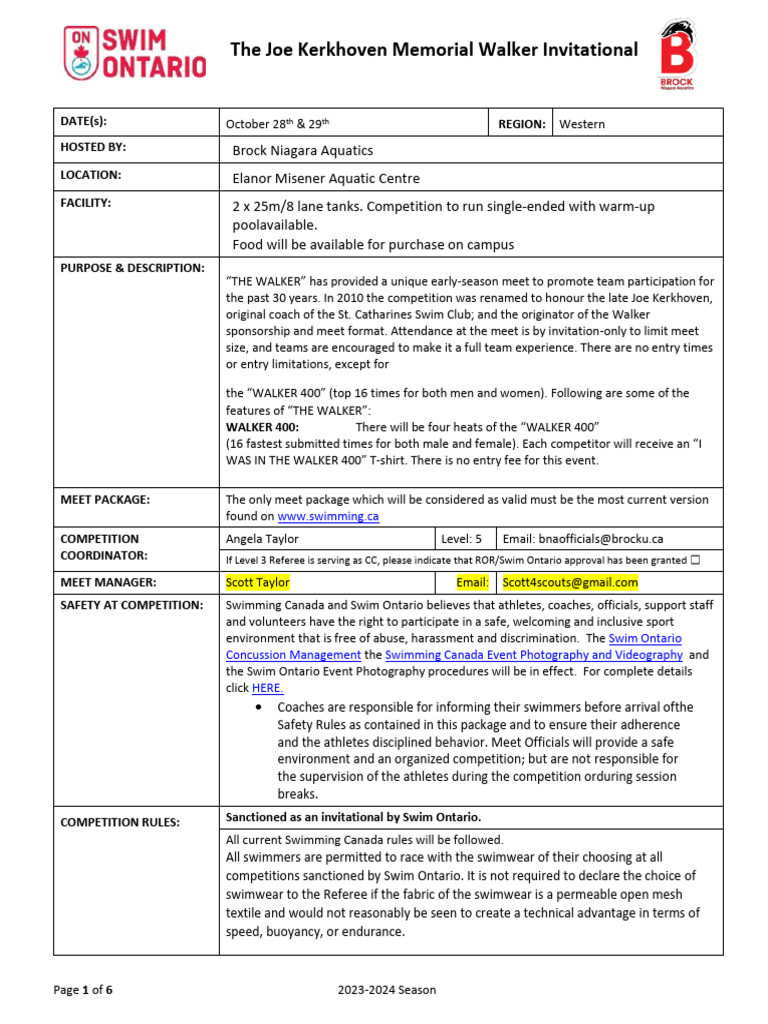 Joe Kerkhoven Memorial Walker Invitational 10272023 | PDF | Swimming ...
