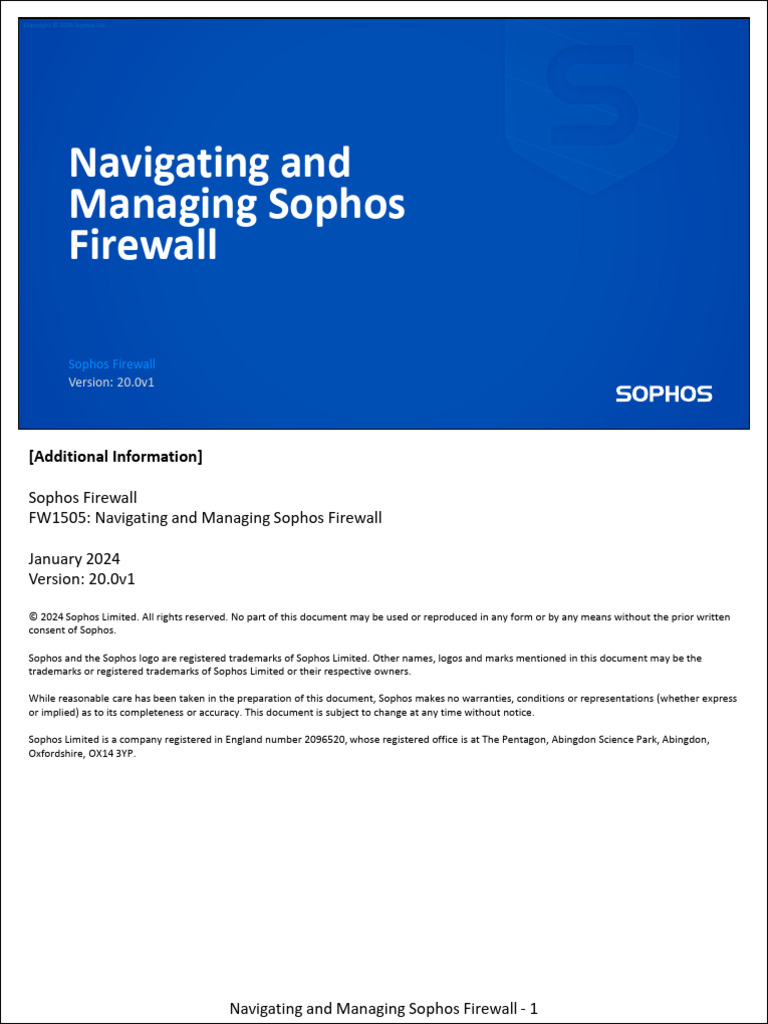FW1505 20.0v1 Navigating and Managing Sophos Firewall | PDF | Ip Address | I Pv6