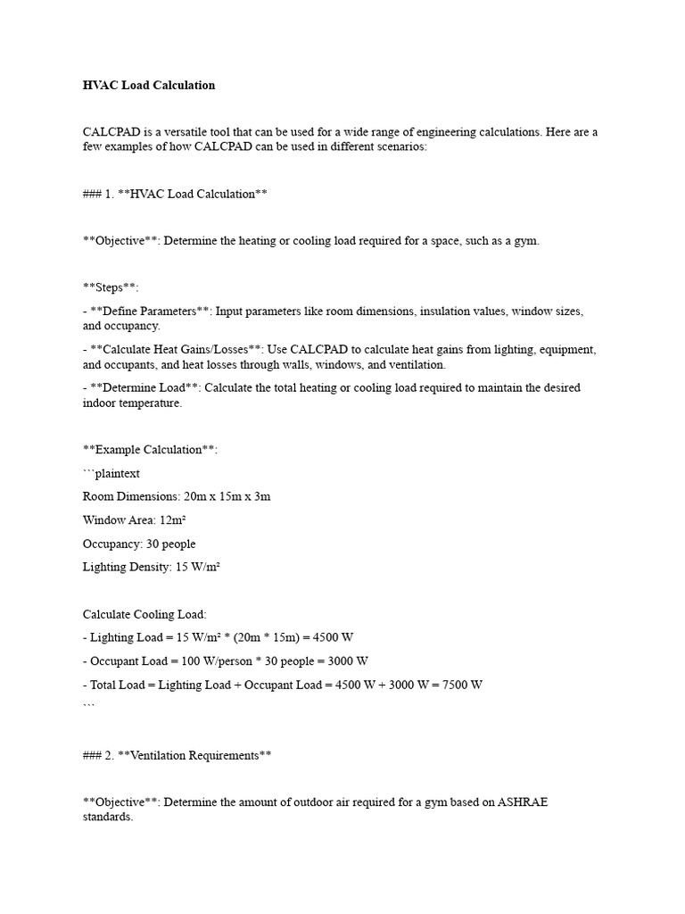 HVAC Load Calculation | PDF | Ventilation (Architecture) | Sustainable ...