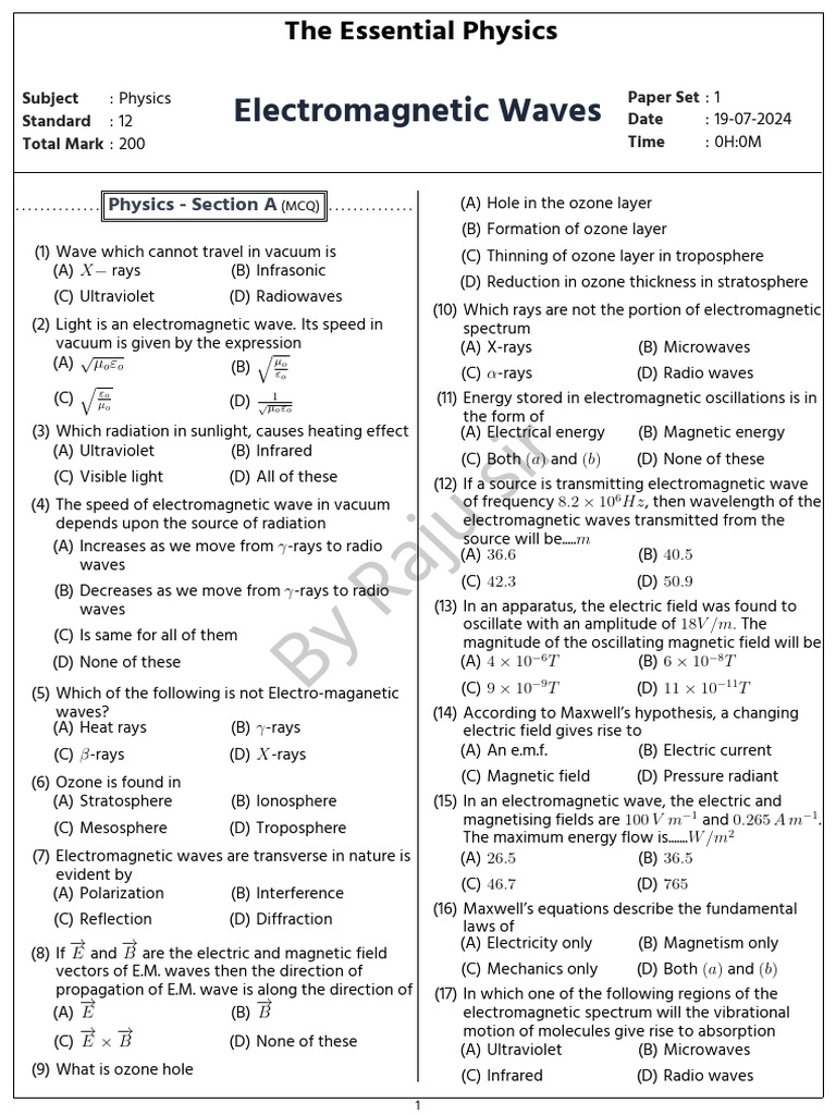 Electromagnetic Waves 1721401391 | PDF | Electromagnetic Radiation | Waves