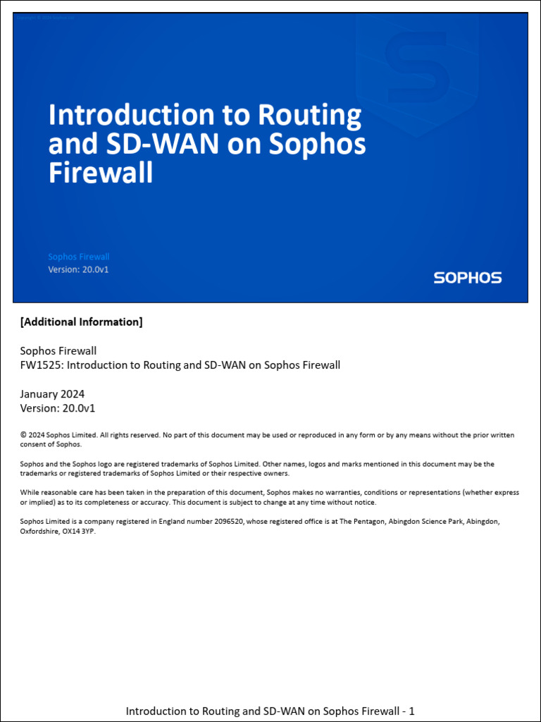 FW1525 20.0v1 Introduction To Routing and SD-WAN Sophos Firewall | PDF | Routing | Router ...