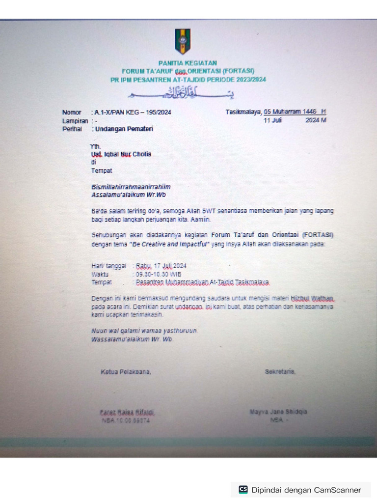 Undangan Pembukaan Acara IPM | PDF