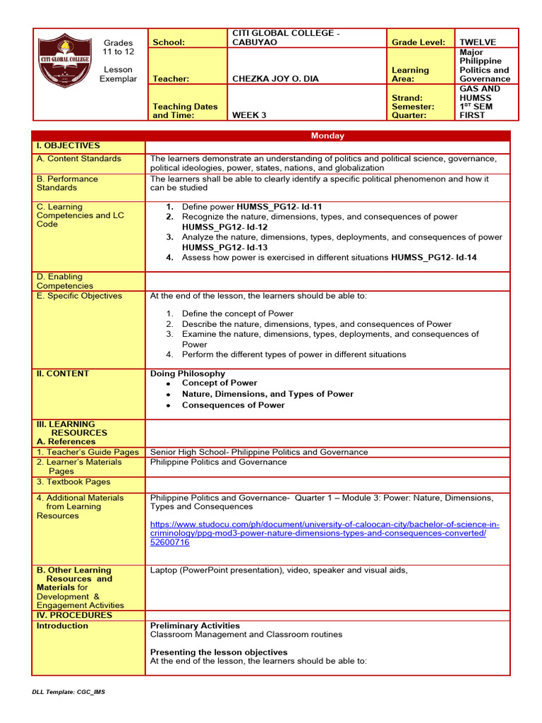 Le G12 Week-3 Polgov | PDF | Power (Social And Political) | Social ...