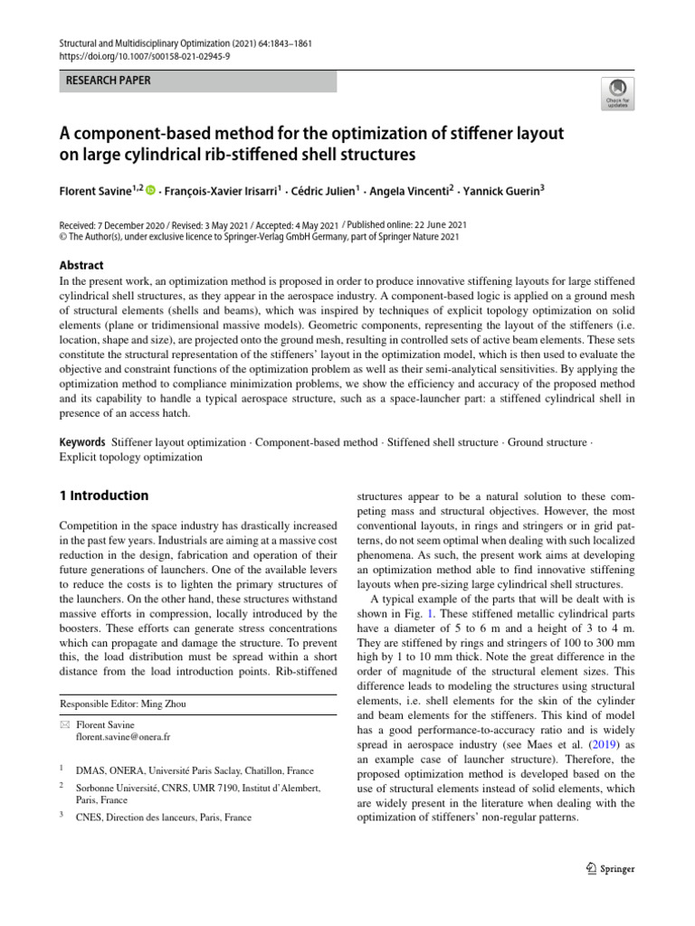A Component-Based Method For The Optimization of Stiffener Layout On Large Cylindrical Rib ...