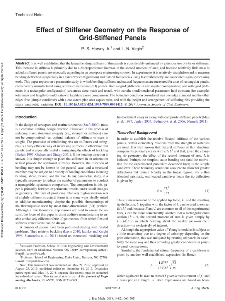 Effect of Stiffener Geometry On The Response of | PDF | Bending | Beam (Structure)