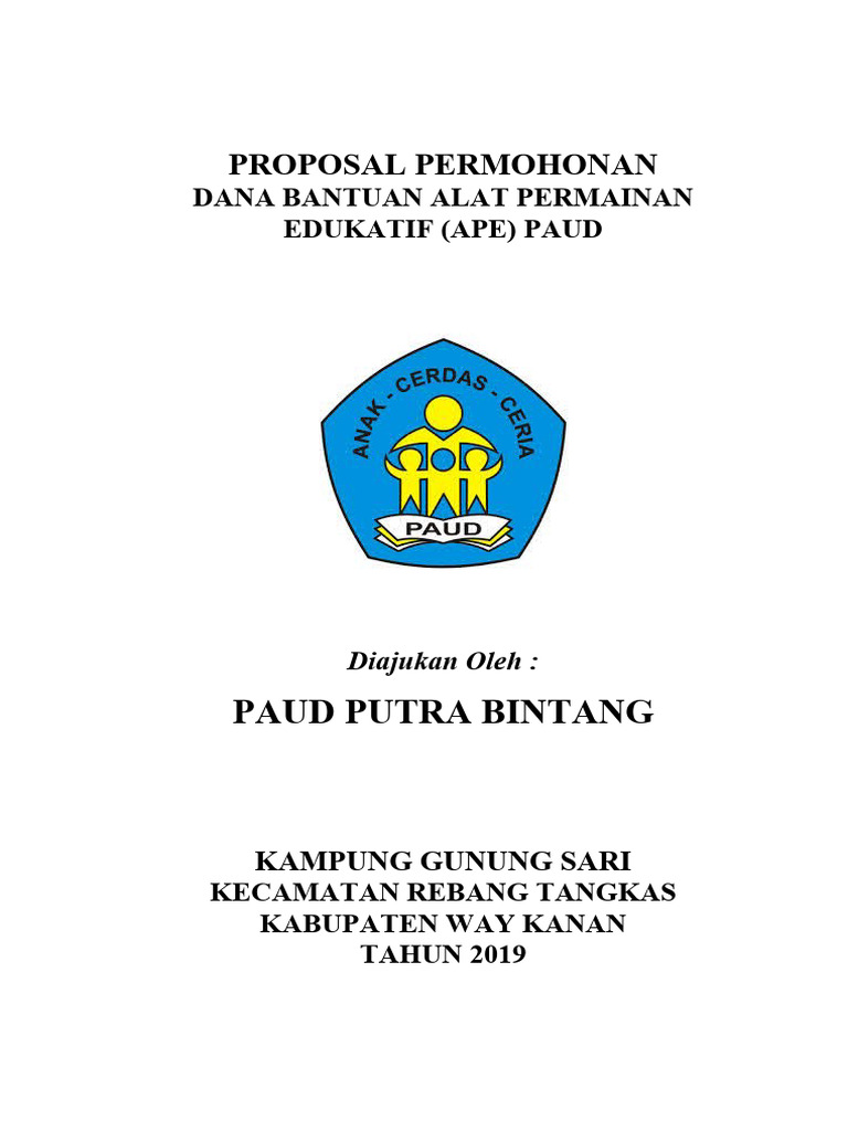 Proposal Permohonan Ape Paud Putra Bintang | PDF