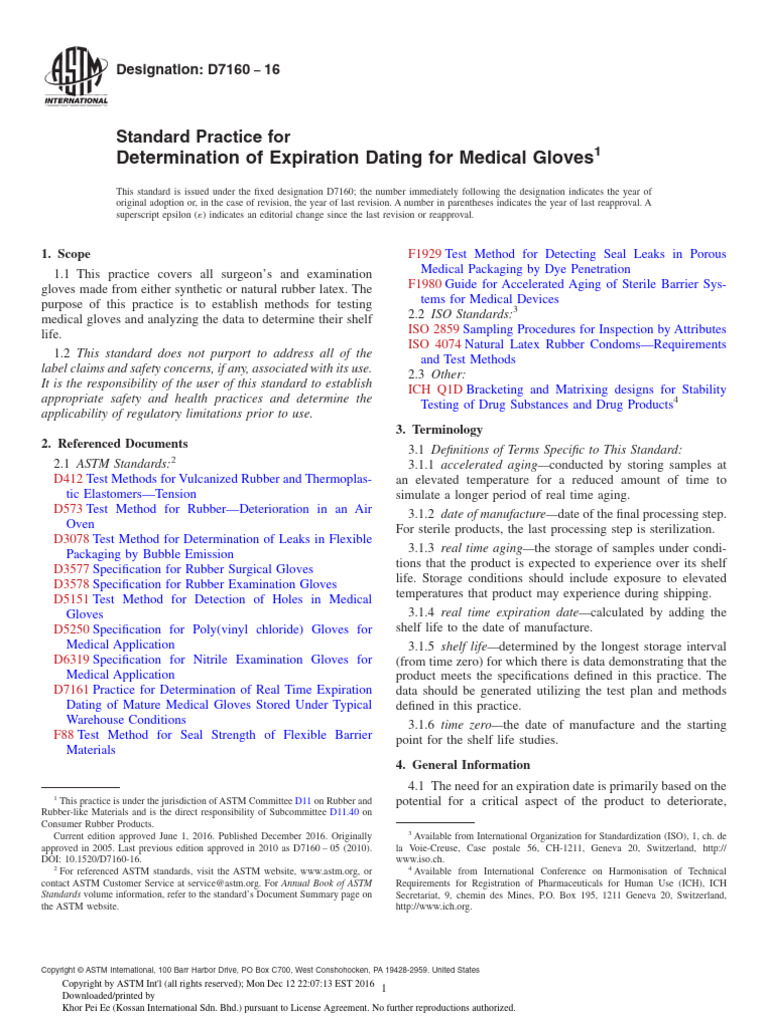 Astm D7160-16 (004) Shelf Life | PDF | Shelf Life | Natural Rubber