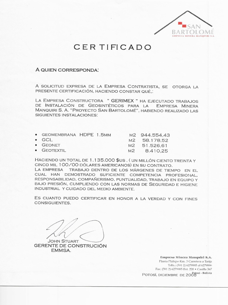 11.minera Manquiri Geosintetico | PDF