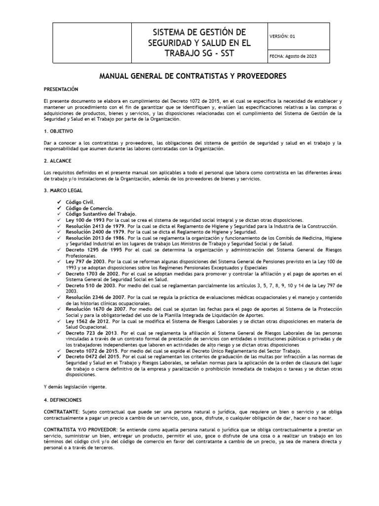 Manual de Contratistas | PDF | Derecho laboral | Residuos