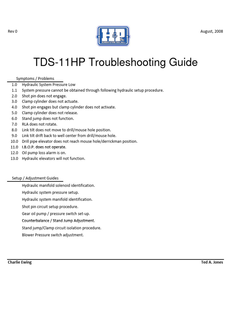 Excellent Troubleshooting Guide in VARCO TOP DRIVE TDS-11 | PDF | Valve ...
