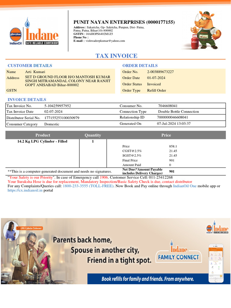 Invoice | PDF | Liquefied Petroleum Gas | Insurance