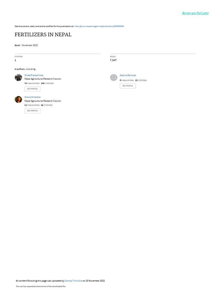 Fertilizer Use and Policy in Nepal | PDF | Fertilizer | Agriculture