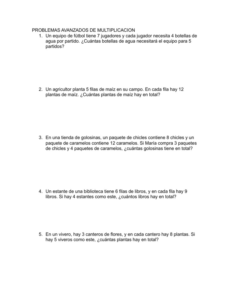 Problemas Avanzados de Multiplicación | PDF