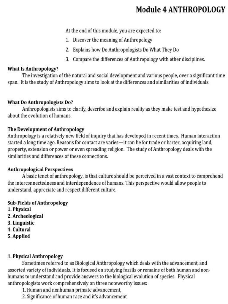 GE6100 - Lesson 3 - Anthropology | PDF | Anthropology | Ethnography
