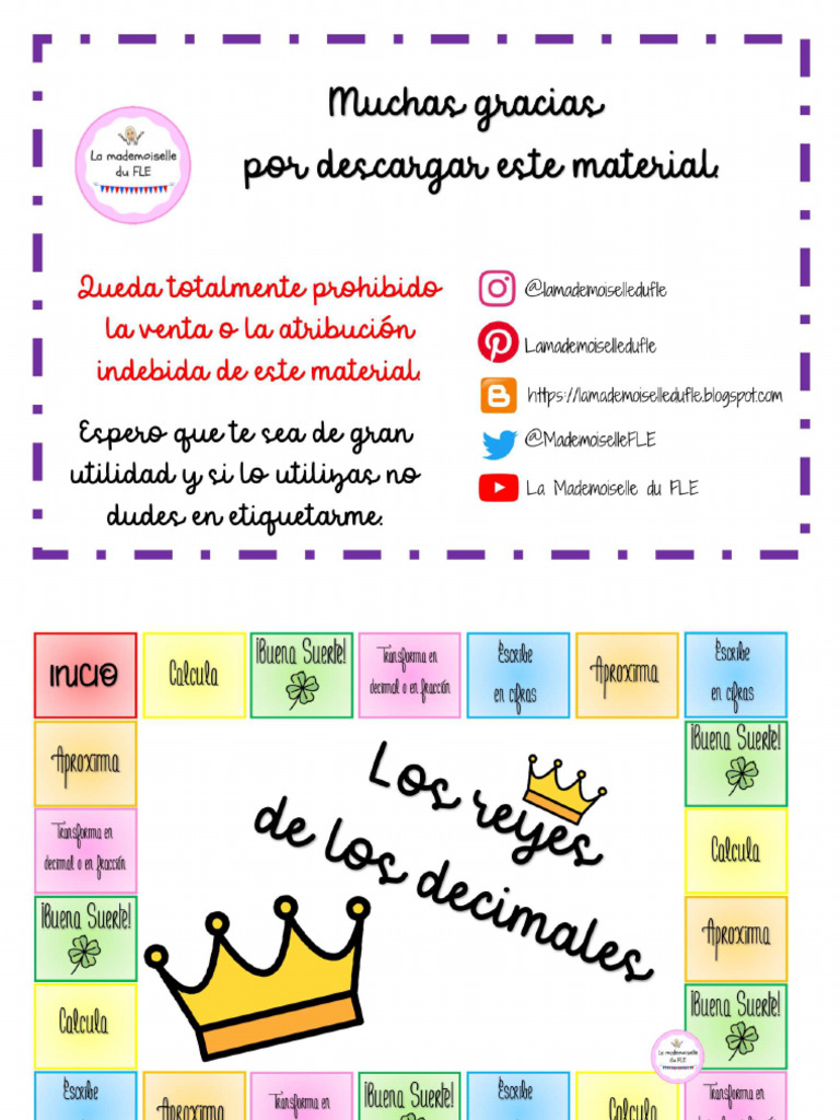 Estaciones de aprendizaje - Números Decimales | PDF