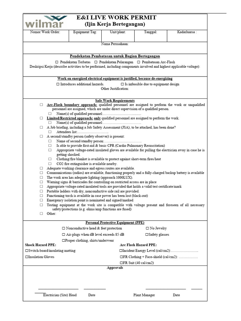 E&I Live Work Permit Overview | PDF | Electrician | Insulator (Electricity)