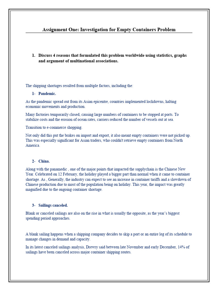 Assignment One | PDF | Logistics | Freight Transport