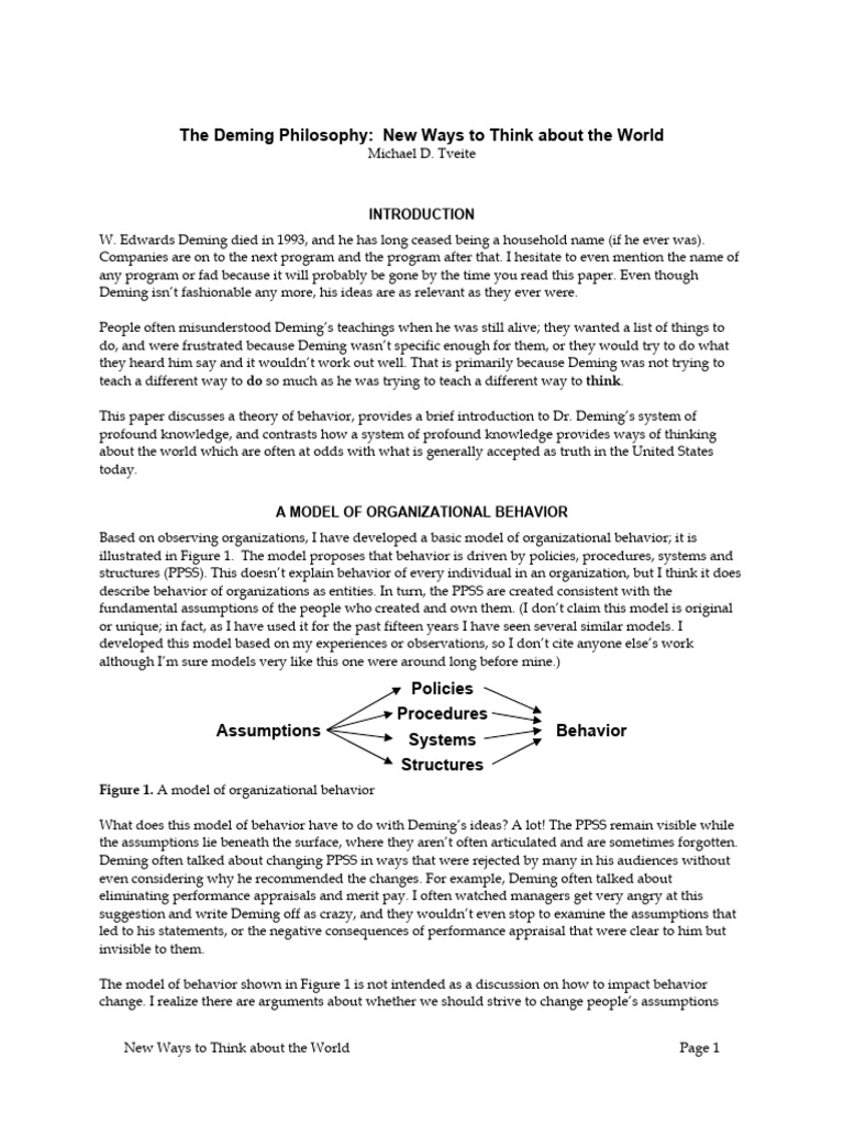 Deming's Insights for Leaders | PDF | System | Knowledge