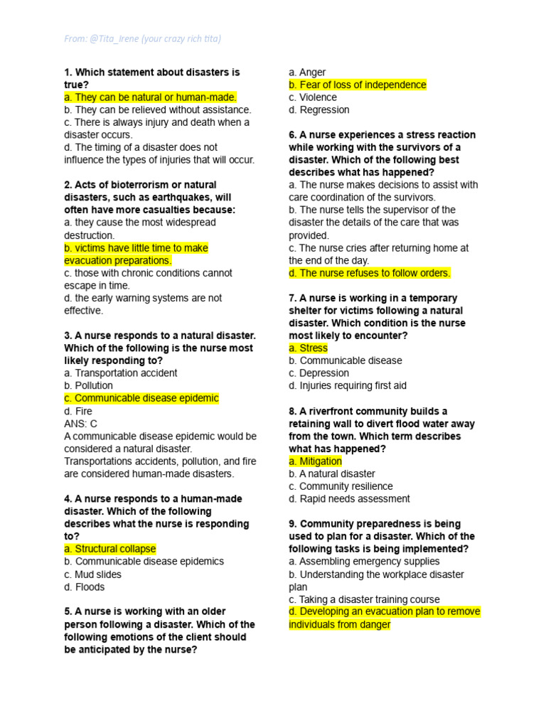 Disaster REVIEWER | PDF | Emergency Management | Nursing