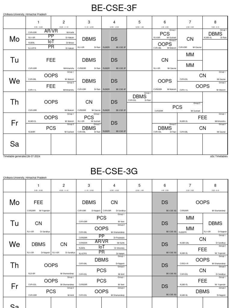 New Timetable | PDF