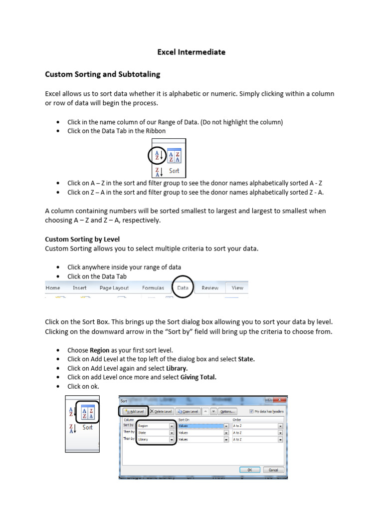 Presentation On Sorting and Subtotal | PDF | Microsoft Excel | Spreadsheet