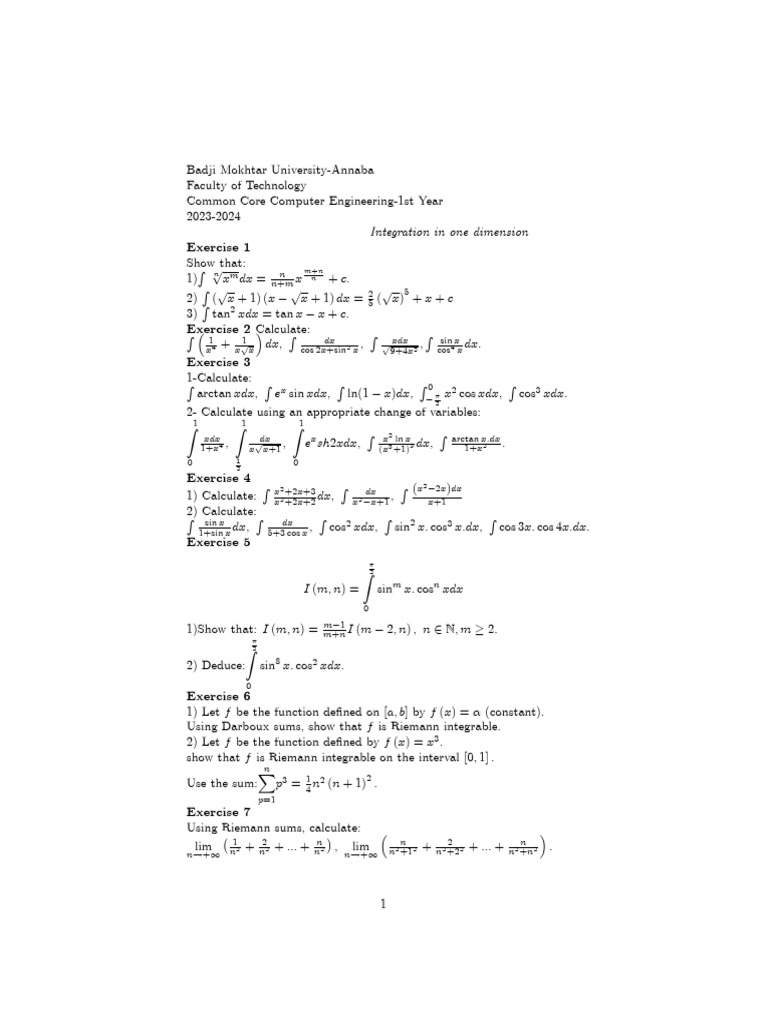 Integrals | PDF | Mathematics | Mathematical Concepts