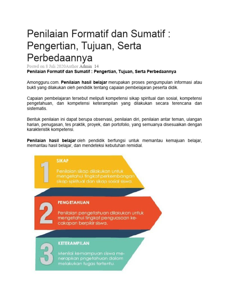 PERBEDAAN SUMATIF DAN FORMATIF | PDF