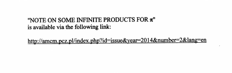Note On Some Infinite Products For | PDF