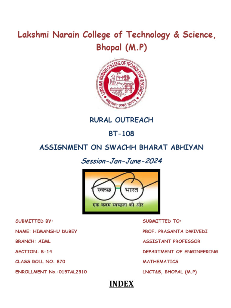 RURAL OUTREACH (BT-108) Assignment (2) | PDF | Government Of India | Economy Of India