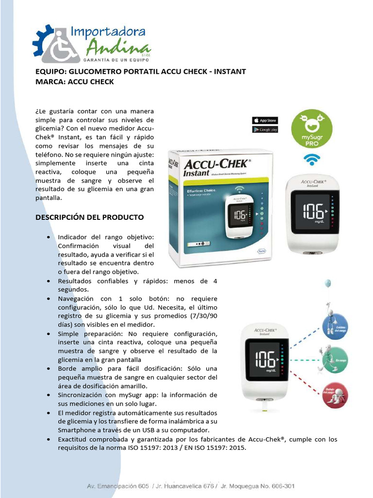 Ficha Tecnica Glucometro Portatil Accu Check - Instant - Importadora ...