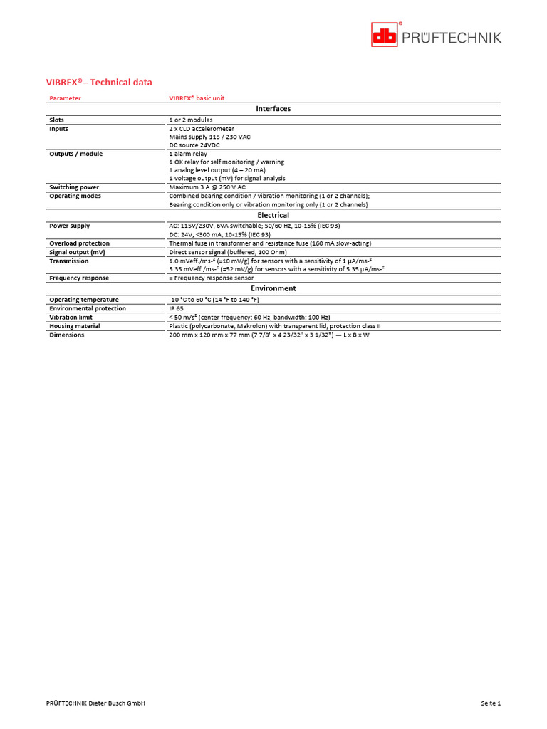 VIBREX Technical-Data | PDF