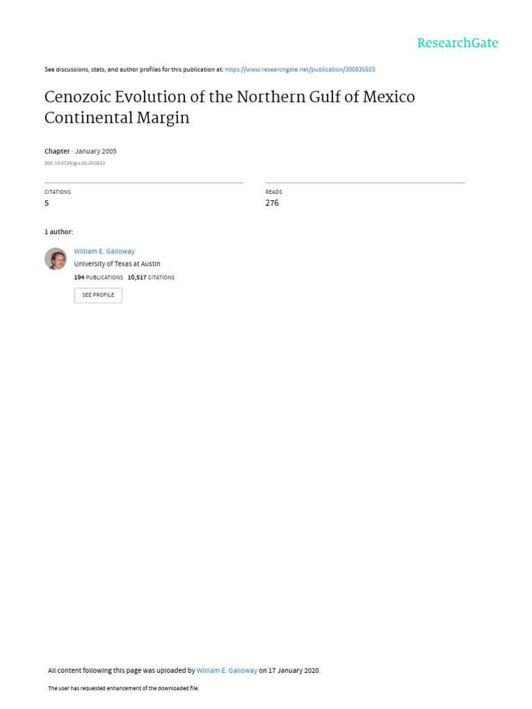 Galloway 2005 Cenozoicmargins | PDF | Continental Shelf | River Delta