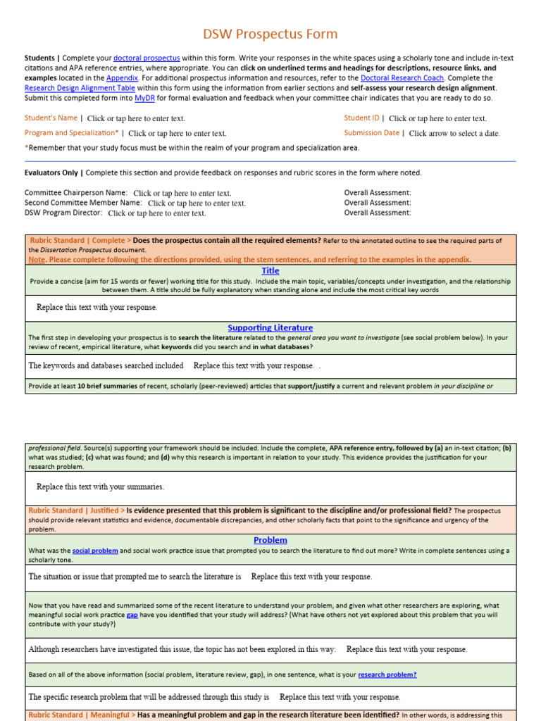 DSW Prospectus Submission Guidelines | PDF | Theory | Quantitative Research