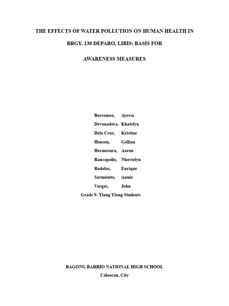 The Effects of Water Pollution On Human Health | PDF | Water Pollution ...