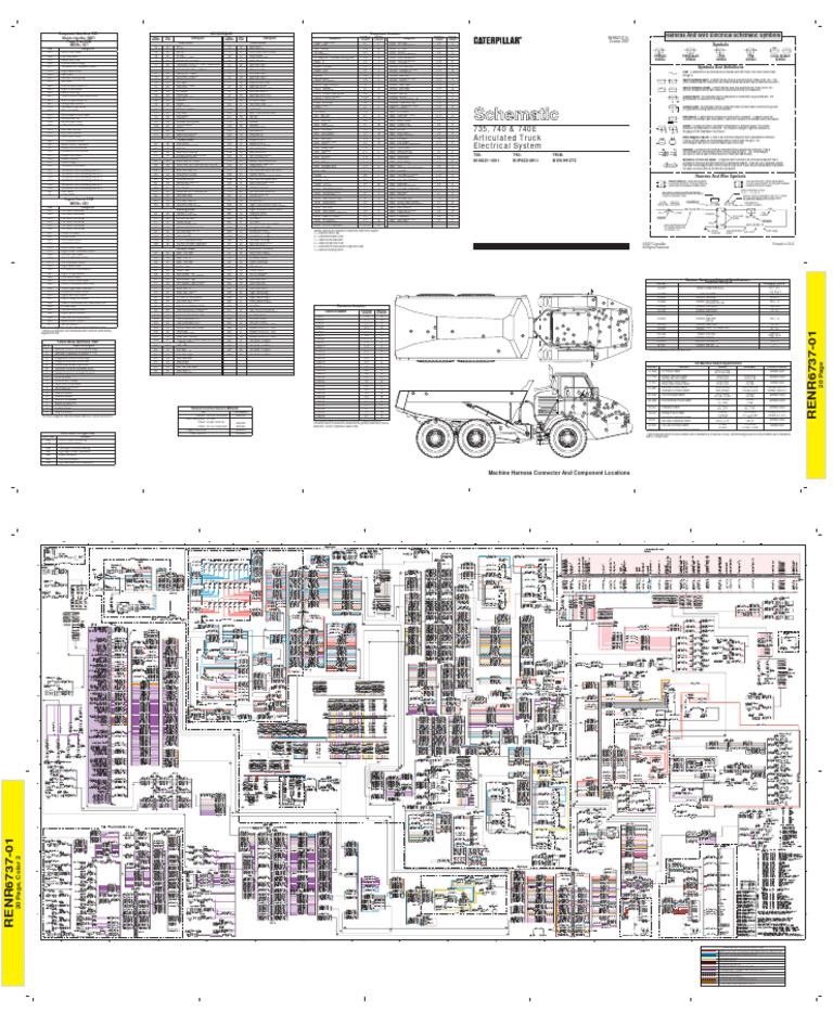 735, 740 & 740E Electrical System Articulated Truck: Harness and Wire Electrical Schematic ...