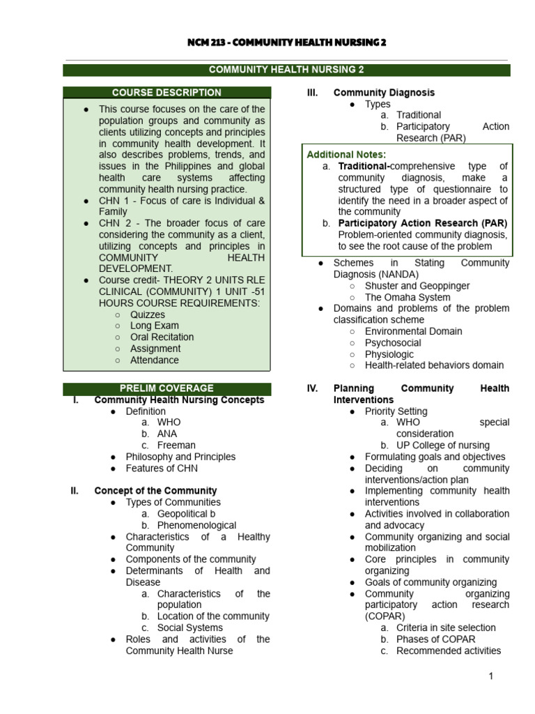 Ncm-213-Lec-Chn2 - Bsn3e | PDF | Nursing | Community