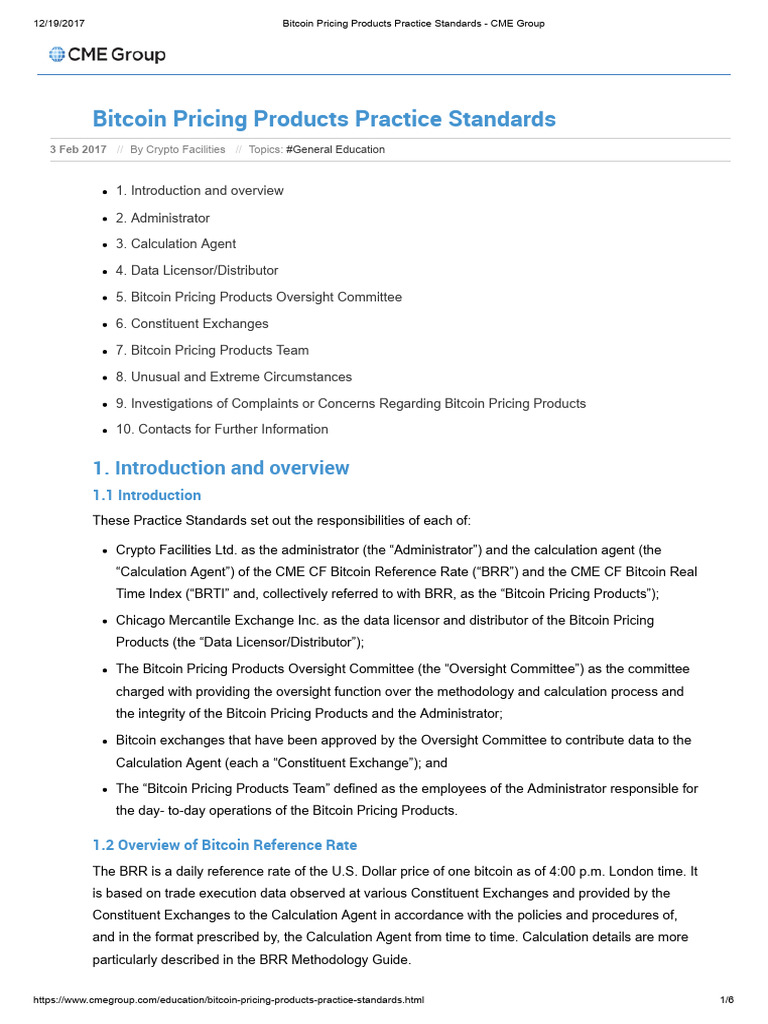 4.bitcoin Pricing Products Practice Standards - CME Group | PDF | Bitcoin | Pricing