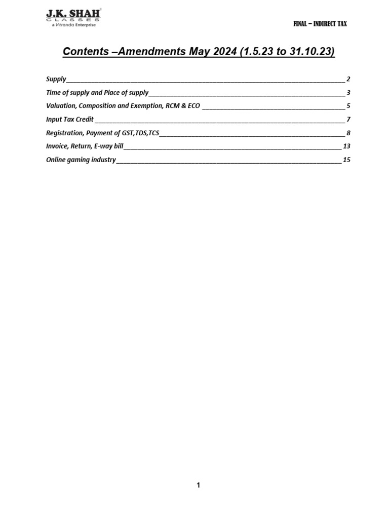 Inter CA May 24 Amendments | PDF | Taxes | Government Finances