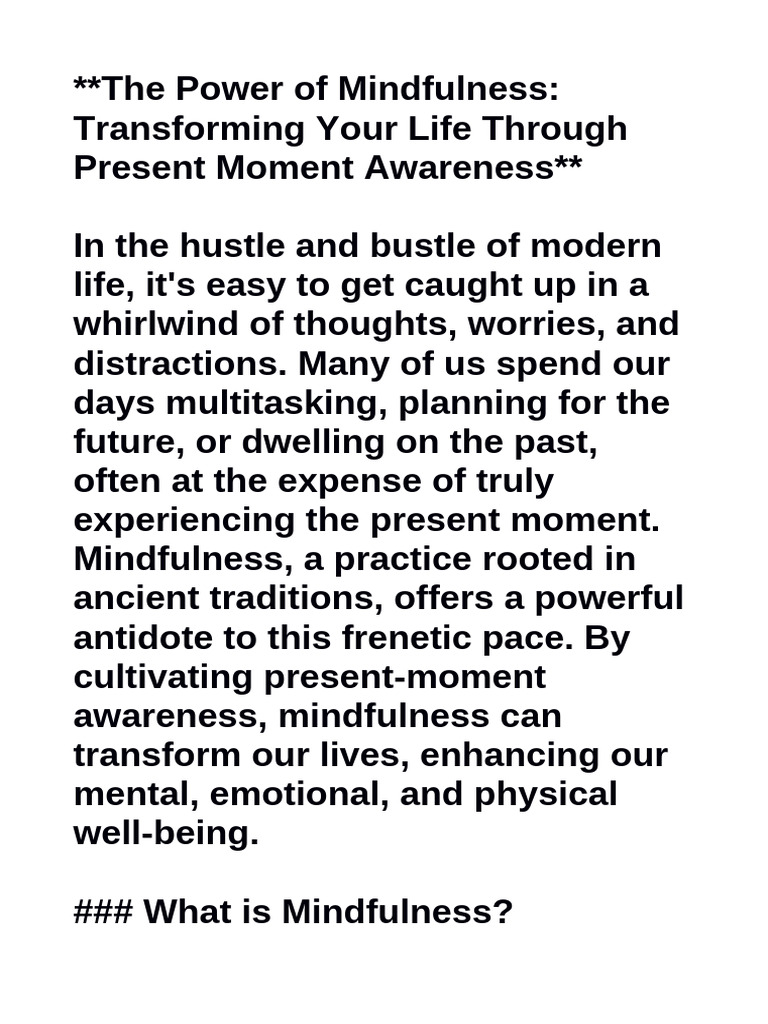 Mindfulness: Transform Your Life | PDF | Mindfulness | Meditation