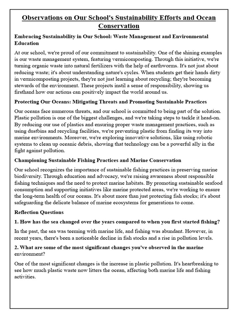 Observations On Our School PDF | PDF | Sustainability | Conservation ...